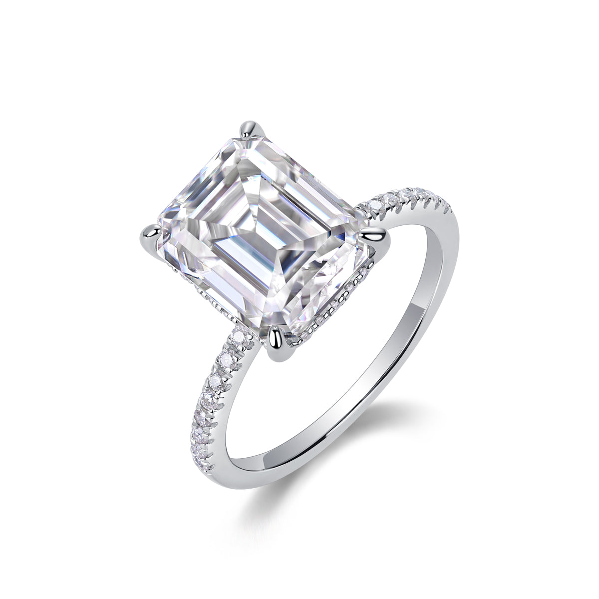 Solitario Esmeralda Pave Halo Escondido 5ct – DEGAL